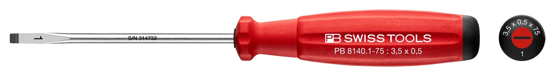PB Swiss Tools Schlitz-Schraubenzieher PB 8140 SwissGrip Gr. 1 75 mm - MR SWISS AG