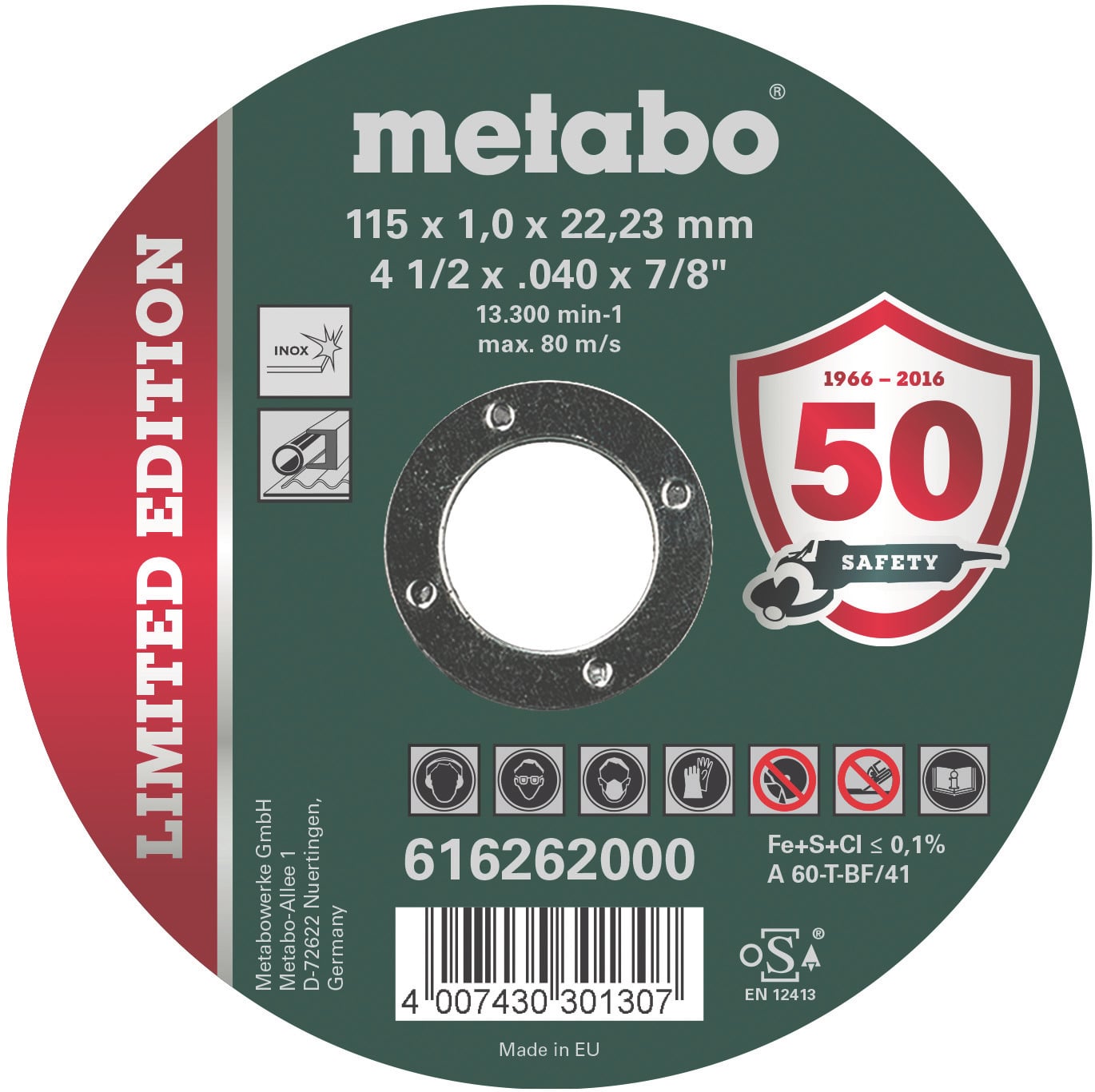 Metabo LIMITED EDITION 115 X 1,0 X 22,23 INOX, TF 41 (616262000) - MR ...