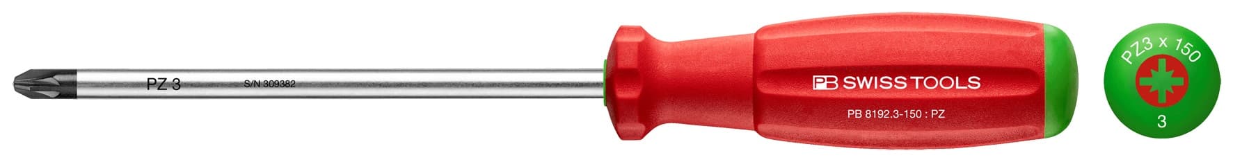 PB Swiss Tools Pozidriv-Schraubenzieher PB 8192 SwissGrip Gr. 3 150 mm - MR SWISS AG